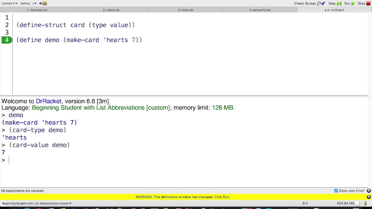 Functional Programming (Racket): Structs