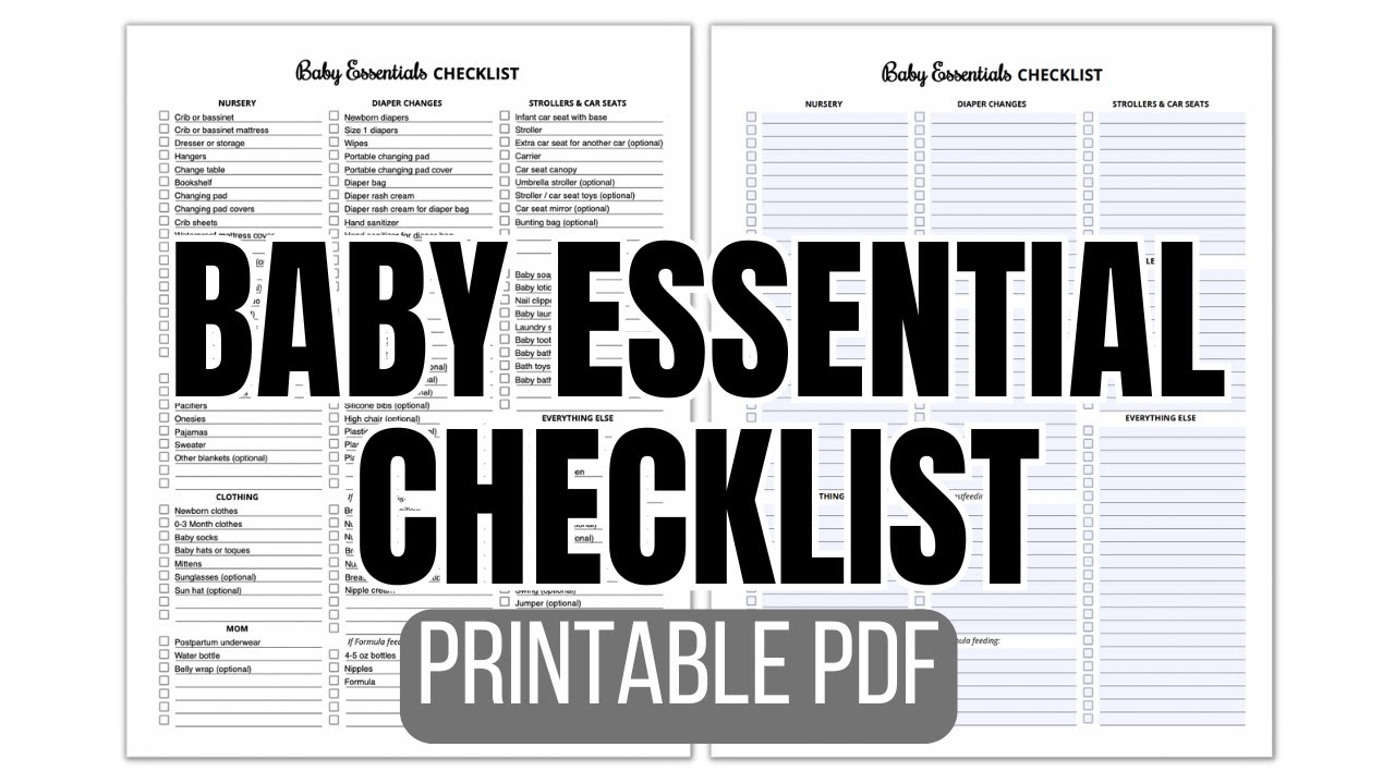 Baby Essentials Checklist Printable (PDF)