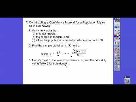 Confidence Interval for the Mean when the S.D. is Unknown - Section 6.2 (Part 1)