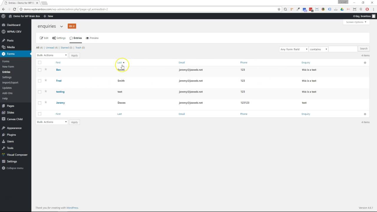Gravity Forms - Check entries from the WordPress dashboard