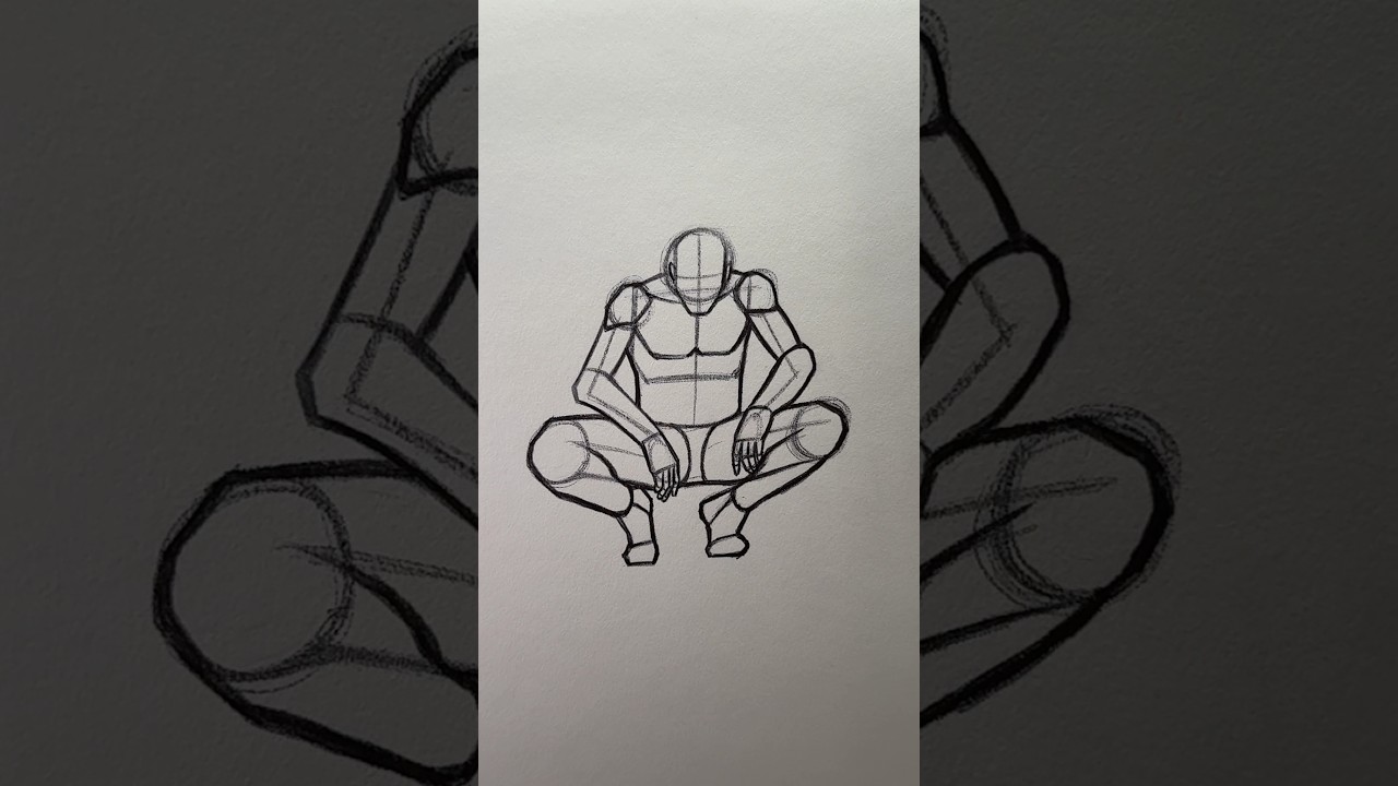 How to Draw a Crouching Pose #tutorial #howtodraw #pose #beginner #easy #art #simple #fyp #shorts