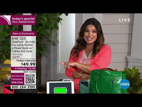 iDeaPLAY 12K mAh Pro Jump Starter Power Bank with Cabl...