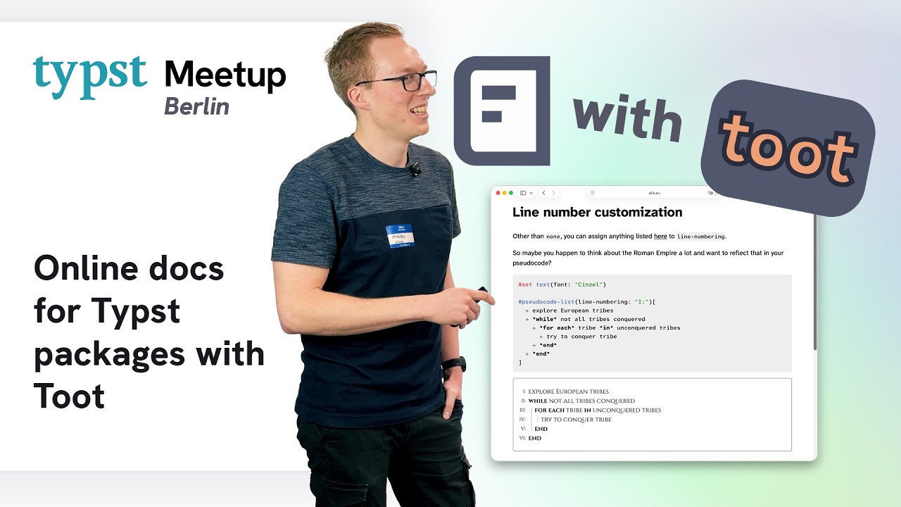 Toot: Web documentation for Typst packages | Typst Meetup