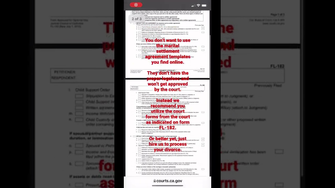 Don’t Use California Divorce Settlement Agreement Templates You Find Online #shorts #divorce