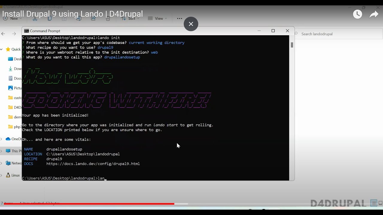 Install Drupal 9 using Lando | D4Drupal