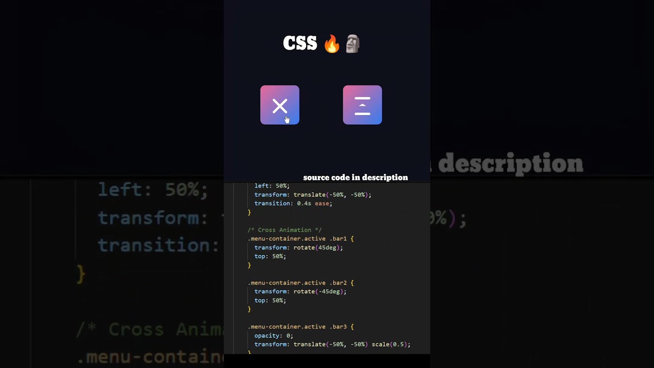 Menu Icon using CSS & HTML🧑‍💻 #coding #programming #css #html #htmlcss #frontend #menuideas #figma