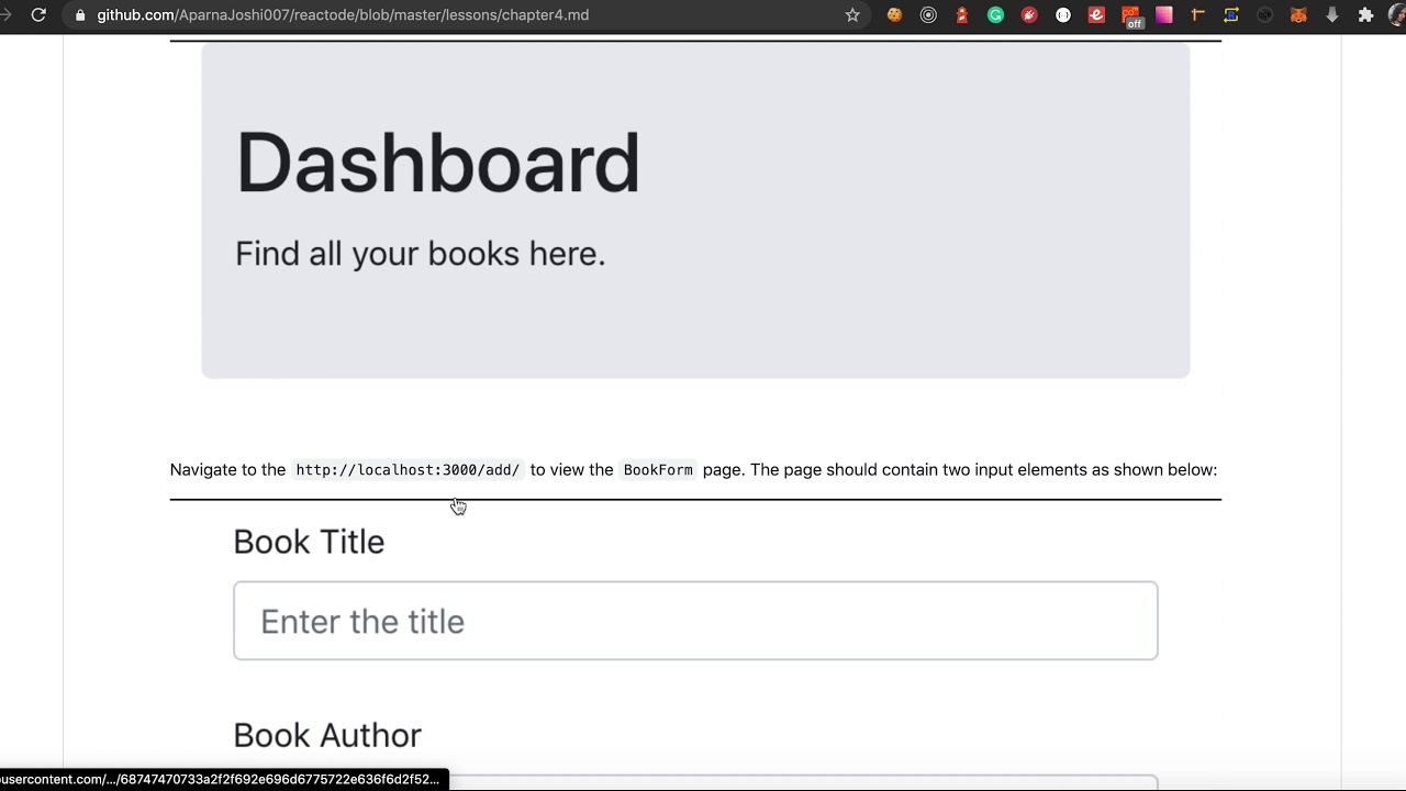 Walkthrough of the Book management app ReactJS tutorial on Github