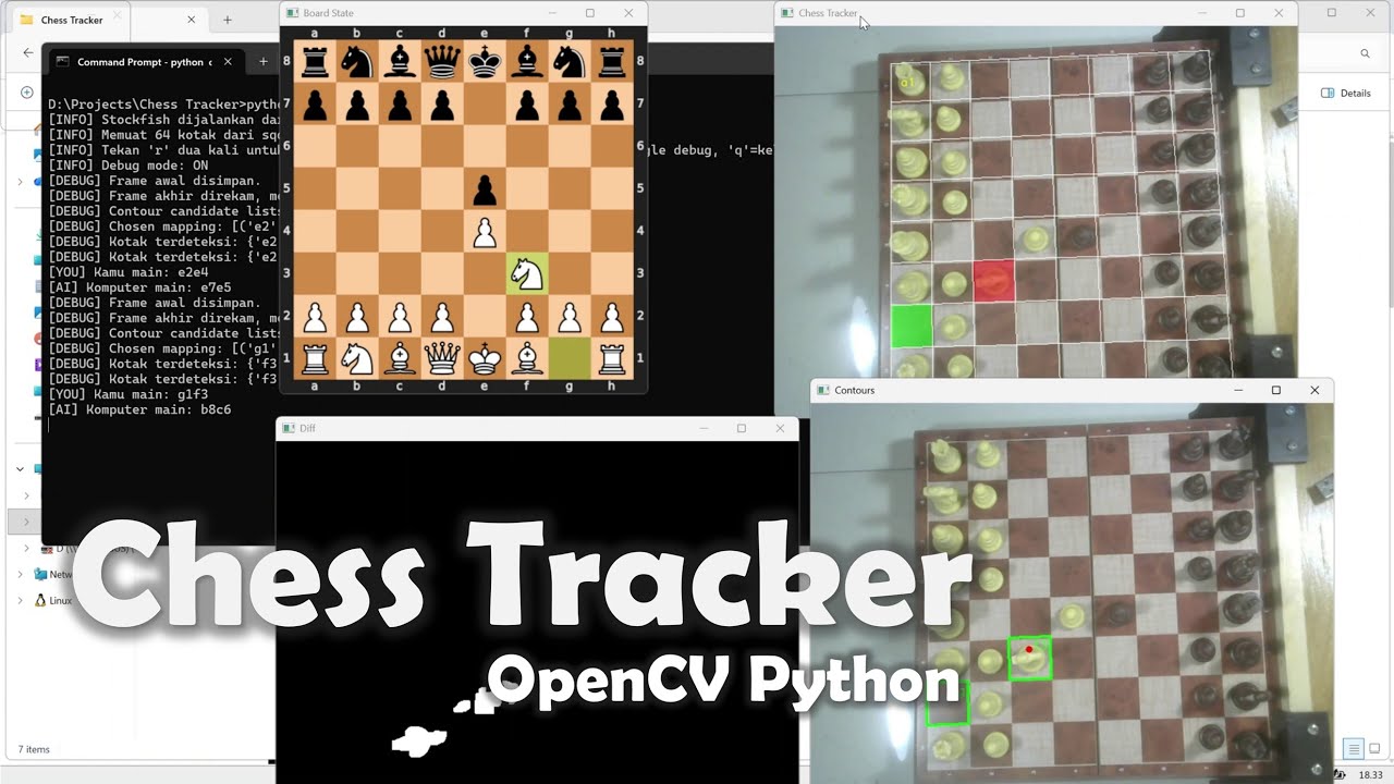 Build a Chess Tracker with OpenCV and Python | Automatic Move Detection + Stockfish Integration