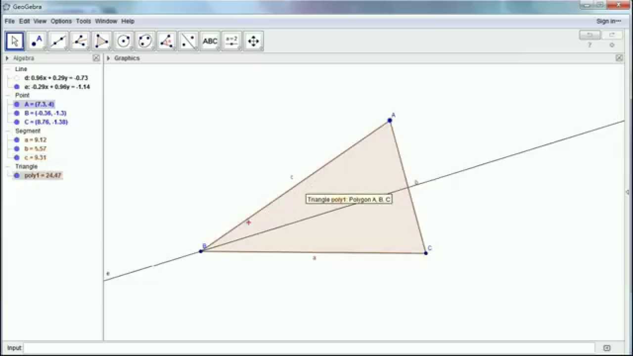 Locating the centres of a triangle using GeoGebra