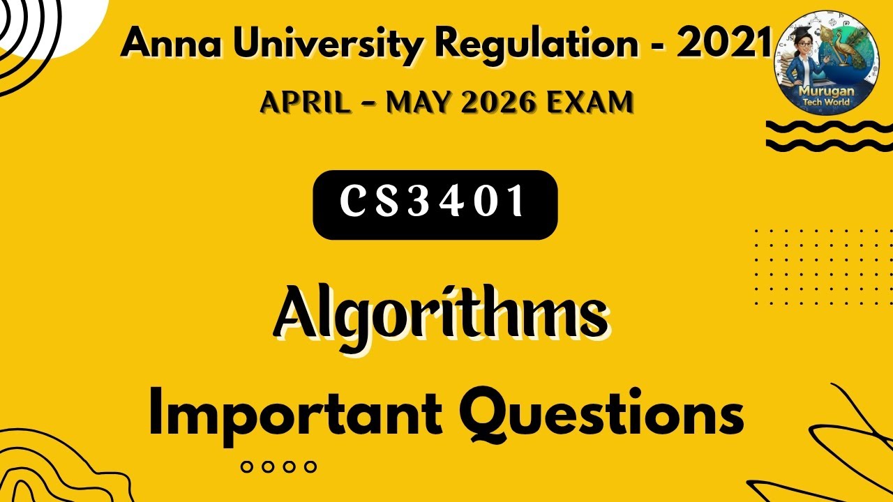 CS3401 Algorithms important questions in tamil||Anna University regulation- 2021.#algorithm #cs3401