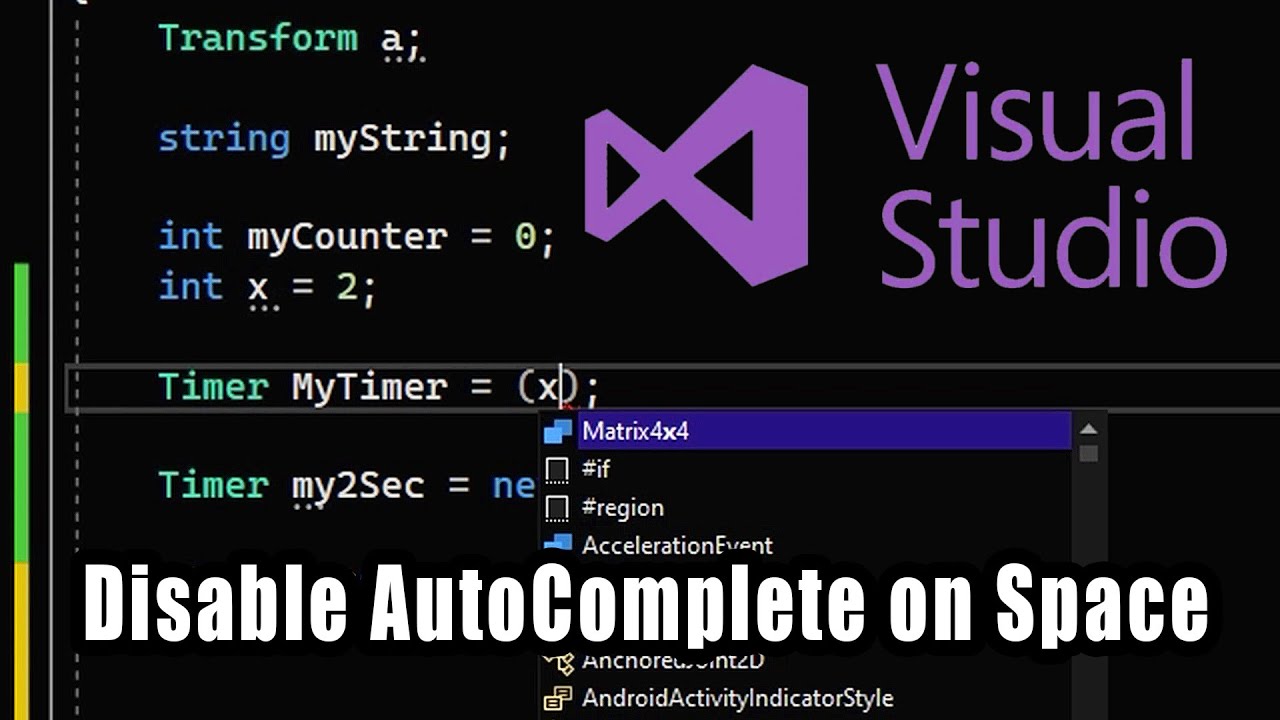 How to Disable AutoComplete on Space in Microsoft Visual Studio