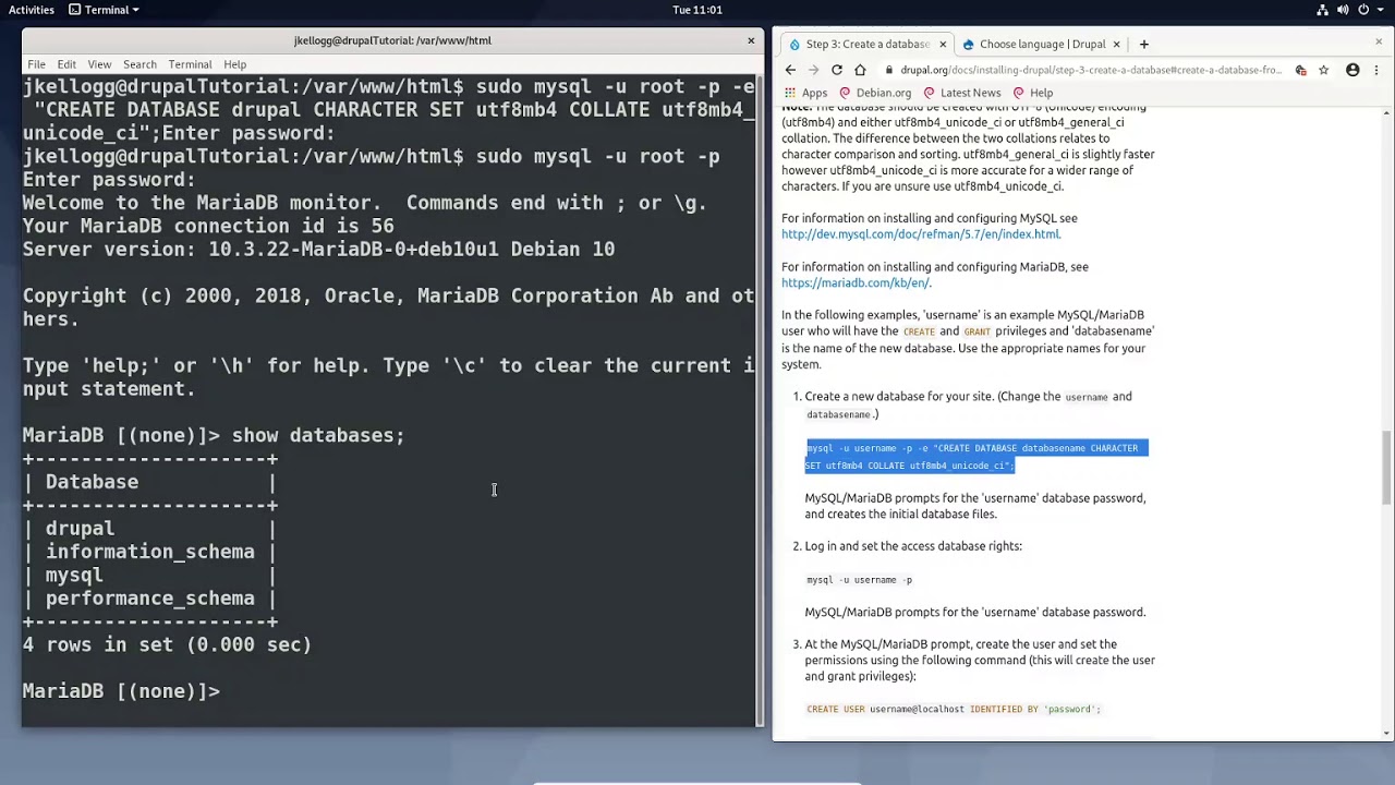 Drupal Installation: Create Database
