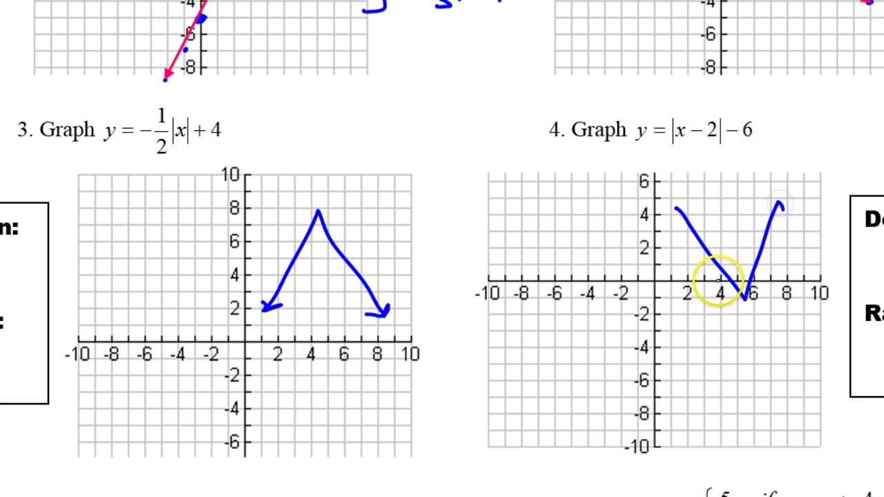 Day 8 CW   Test E   #1 to #6    Graphing Absolute Value and Piecewise Functions and lines