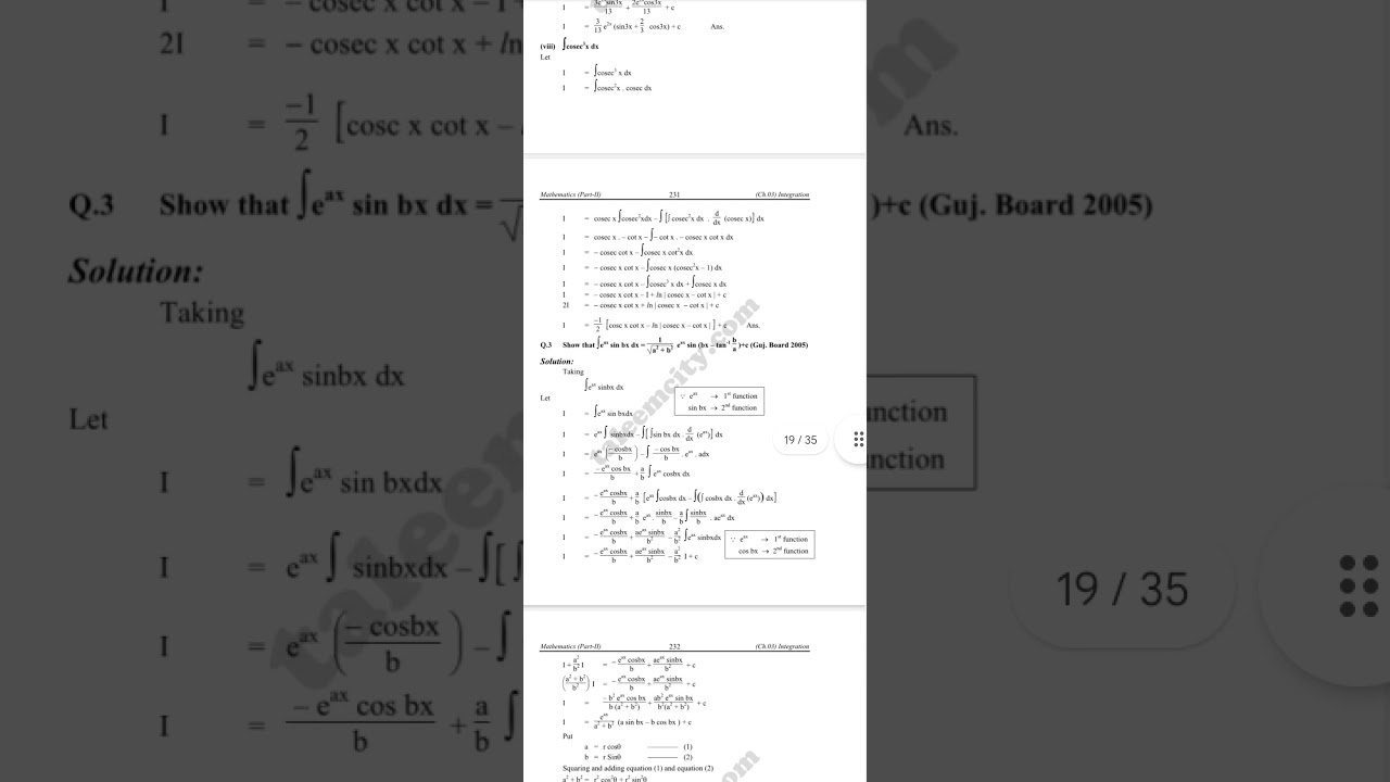 12th class mathematics chapter 3 exercise 3.4 integration