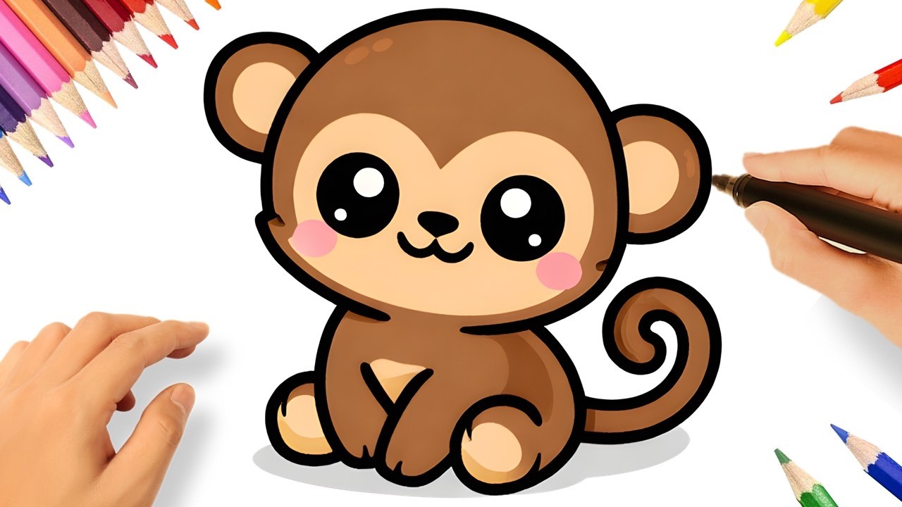 HOW TO DRAW A CUTE KAWAII MONKEY EASY 🐵