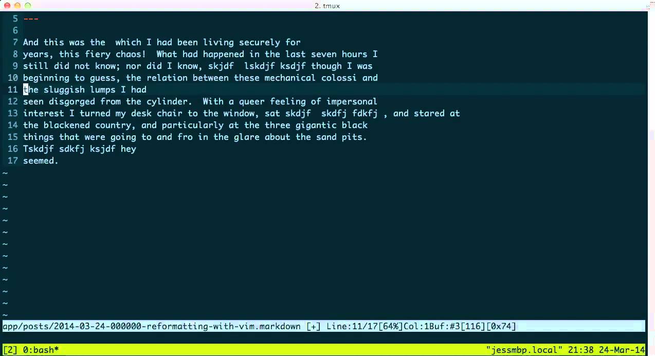 Formatting Markdown With Vim