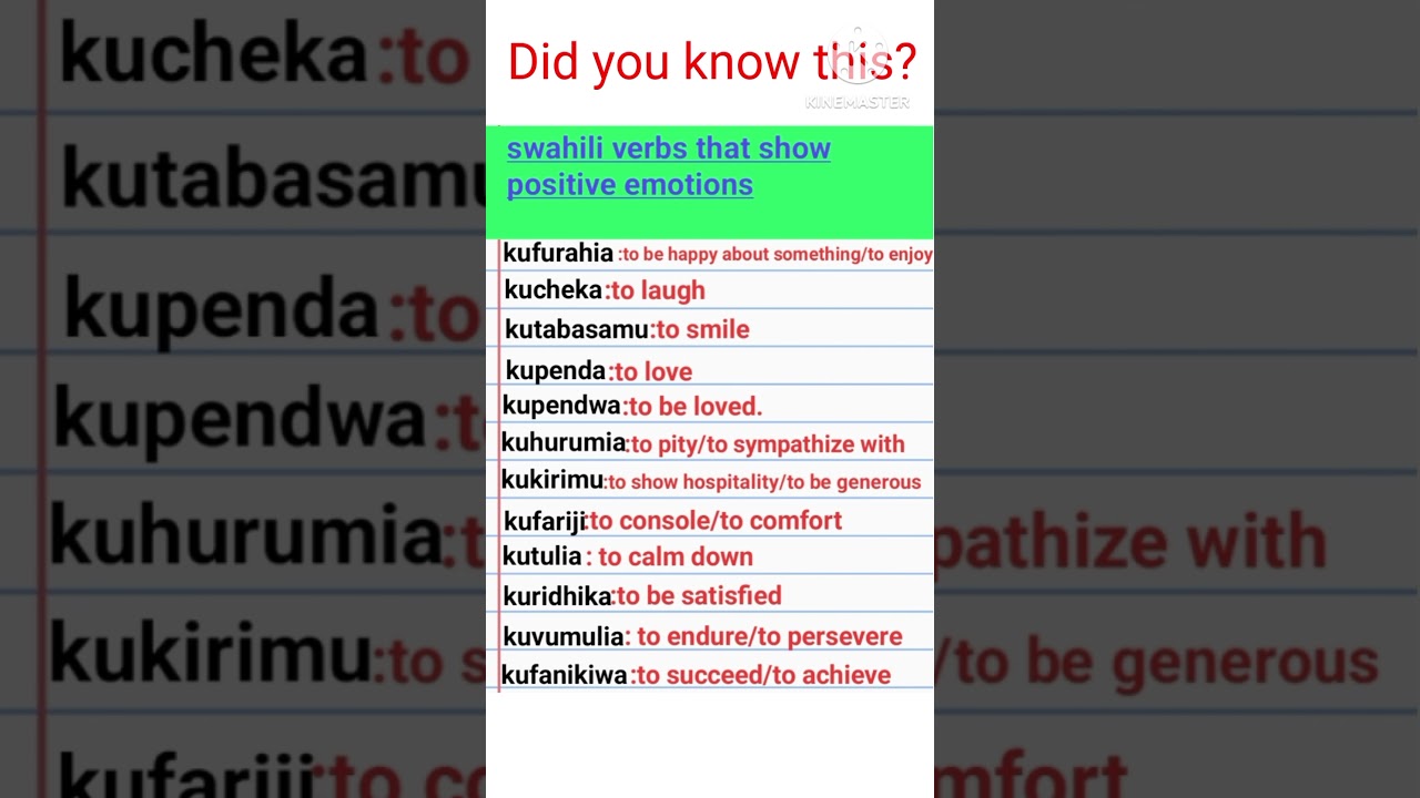 Verbs to help you show positive emotions.