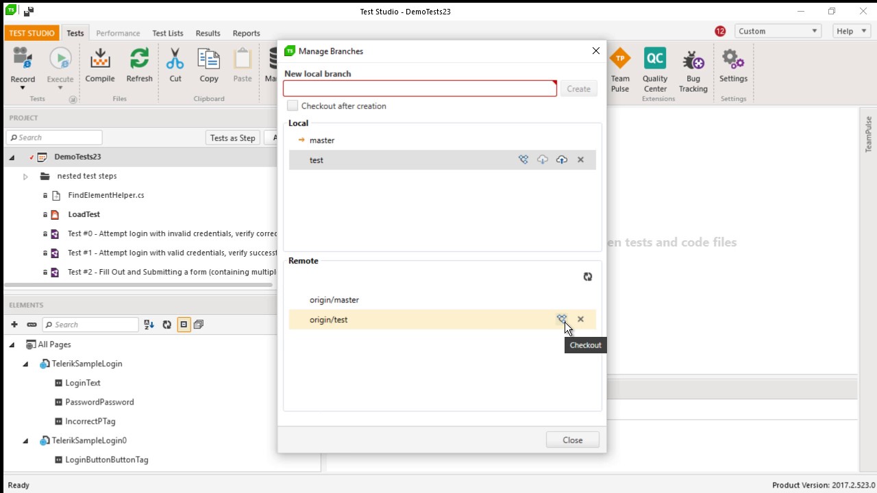 Test Studio Git Integration