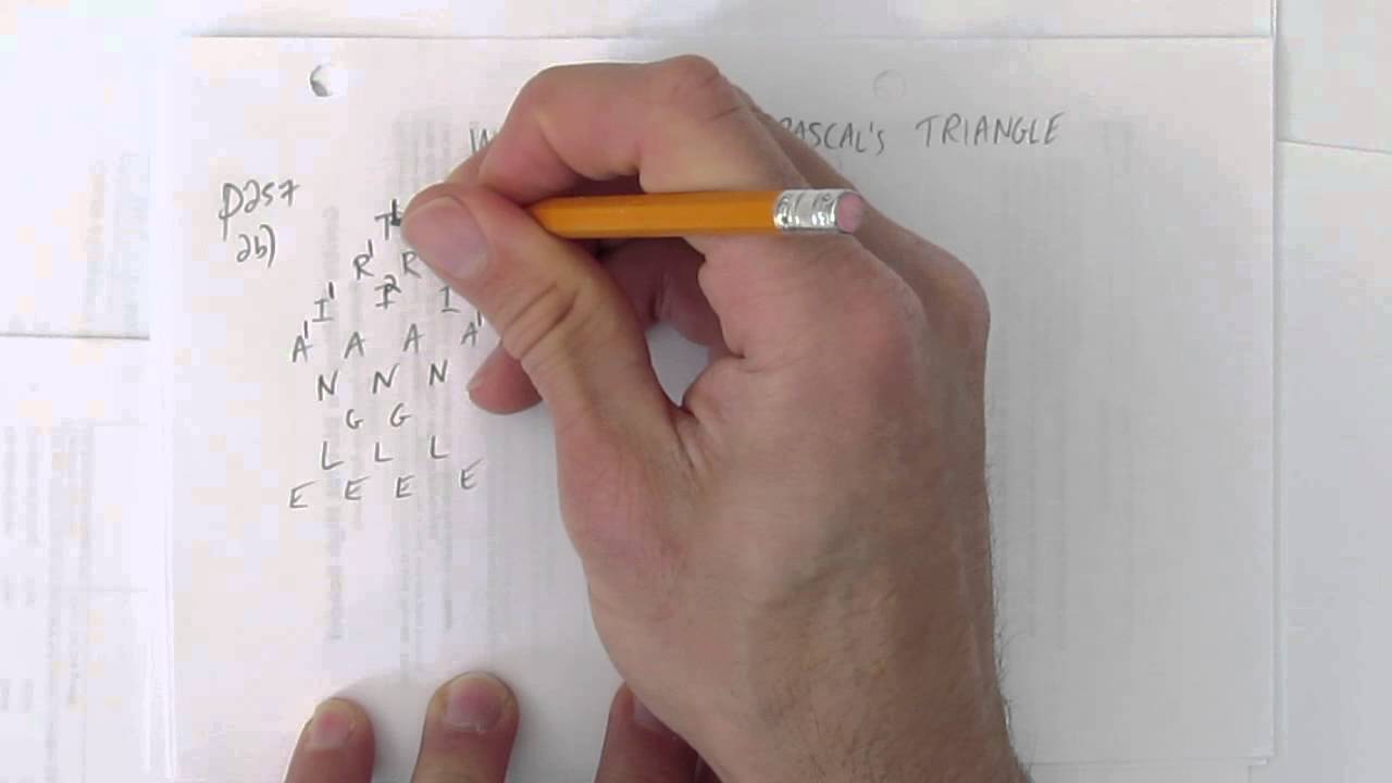 WORKING WITH PASCALS TRIANGLE