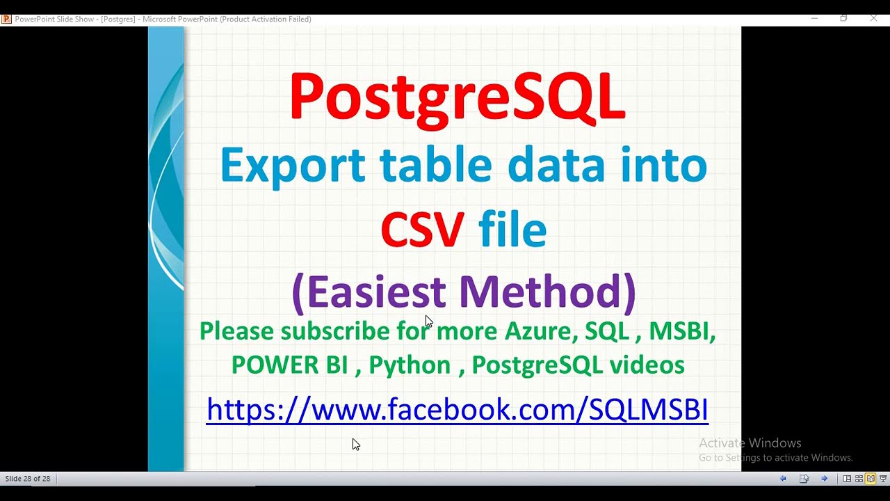 Postgresql Tutorials | Postgresql Export table data to csv file | export to csv file in postgresql