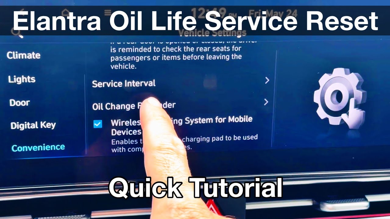2024 - 2025 Hyundai Elantra oil life and service interval reset / service required
