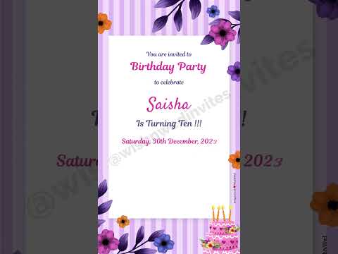 Birthday Invitation Video Template | Diy birthday invitation | Invitation Template - WishNWed