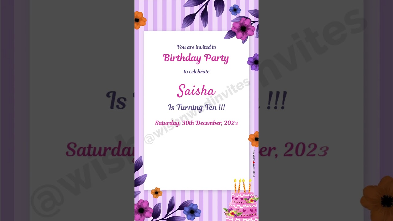 Birthday Invitation Video Template | Diy birthday invitation | Invitation Template - WishNWed