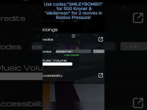 Roblox Pressure | Use codes: "SMILEYBOMB!!!" for 500 Kroner, "slederman" for 2 revives! #roblox