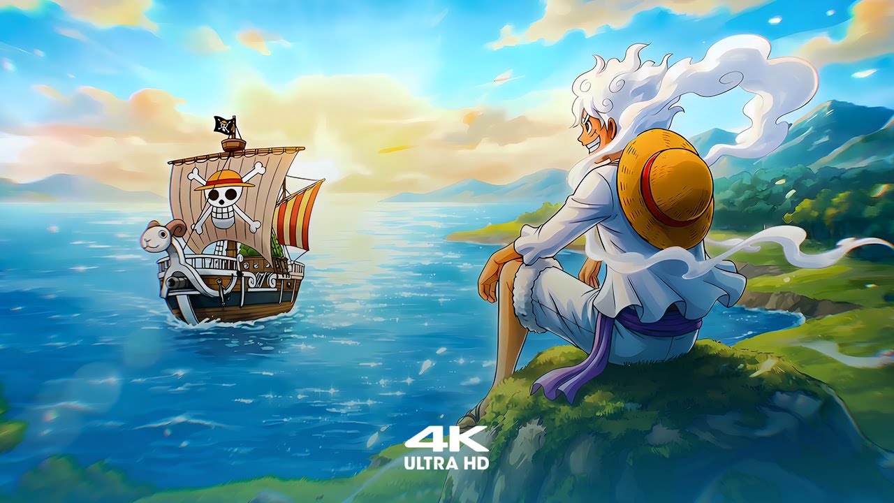 Monkey D. Luffy Gear 5 Watching the Thousand Sunny | One Piece 4K Live Wallpaper + Screensaver