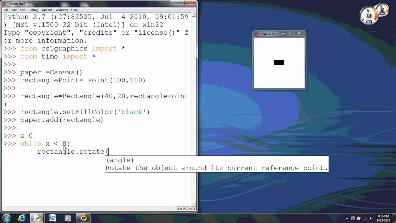 How to 'rotate' an object in Python with cs1graphics
