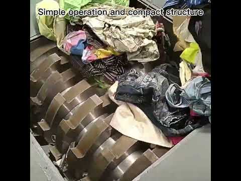 Chinese recycling machinery, used clothes shredding machine, double shaft shredding machine