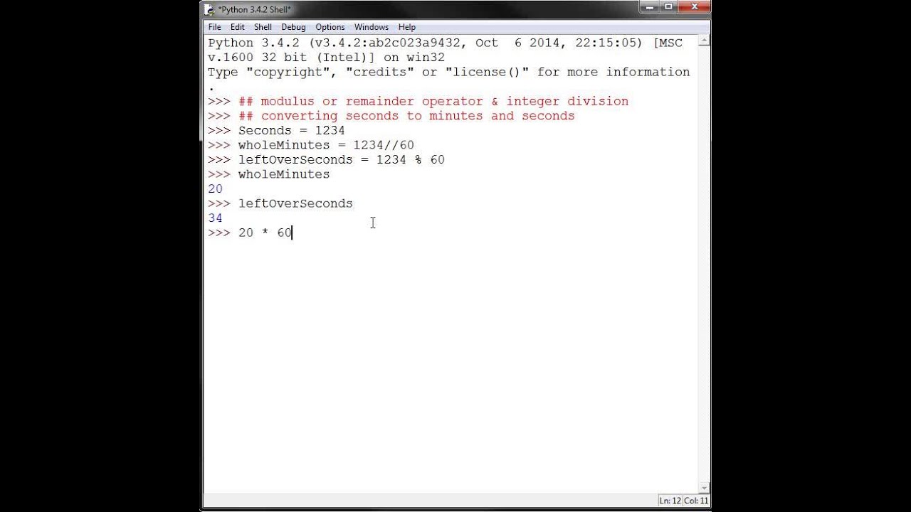 modulus or remainder operator & integer division