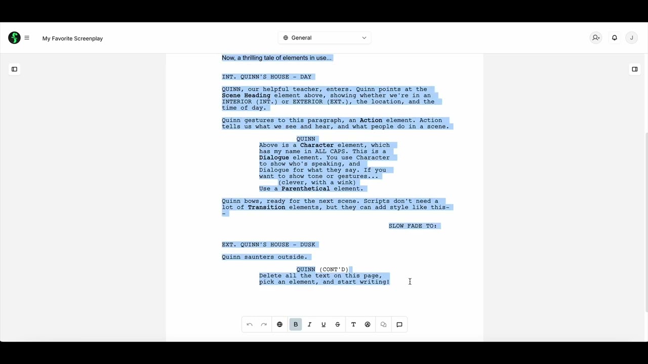Final Draft Cloud: Getting Started with Writer