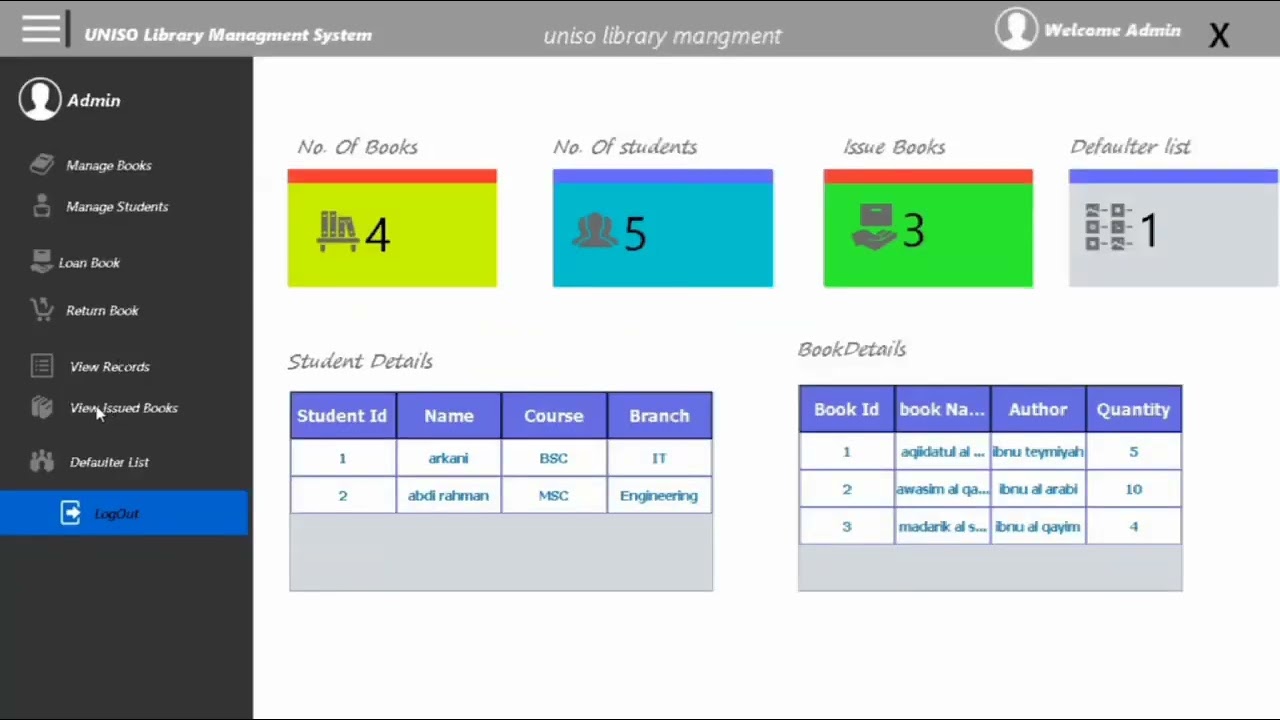Library Management System in Java and MySQL