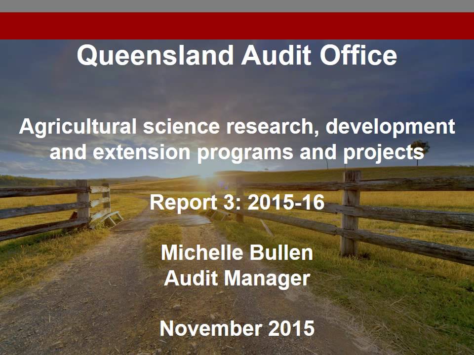 Presentation - Agricultural science research, development and extension programs and projects