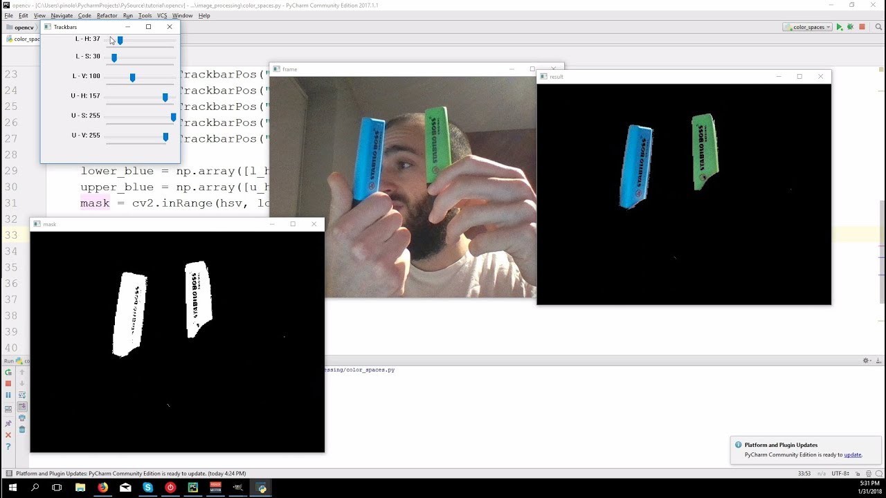 Object detection using HSV Color space – OpenCV 3.4 with python 3 Tutorial 9