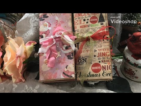 Vintage Shabby Style Trifold Paper Bag Christmas Junk Journals