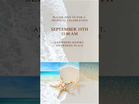 Destination Wedding Video Invitation, Beach Wedding Evite, Travel Invite. Editable Canva Template