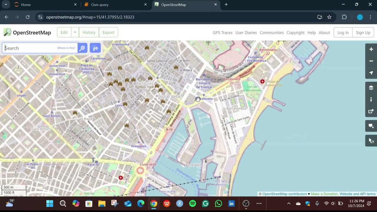 Creating a quick map in python using the OSMnX package.