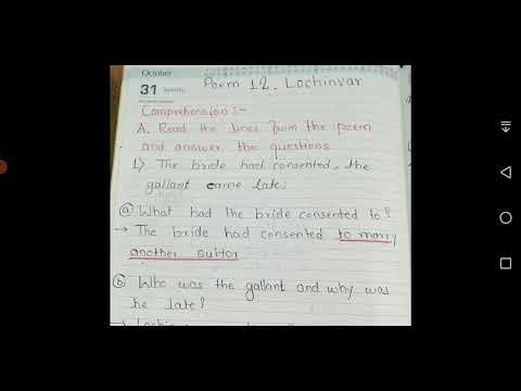 Class 7 Poem 12 Lochinvar; Questions and answers; English alive ...