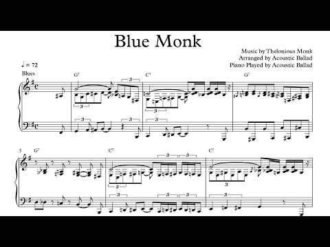 커뮤니티 > 재즈 피아노 . 'Blue Monk'. 악보 Blues | 솔로 피아노 | Acoustic Ballad