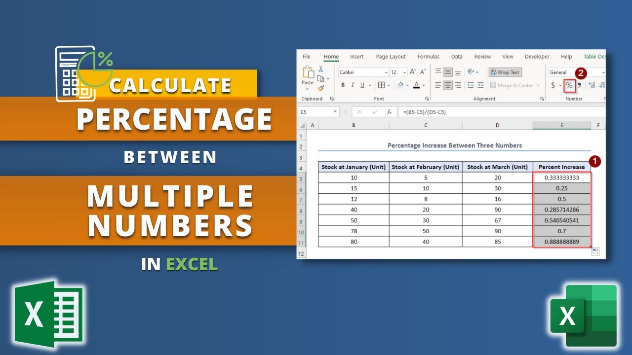 How to Calculate Percentage Between Multiple Numbers in Excel