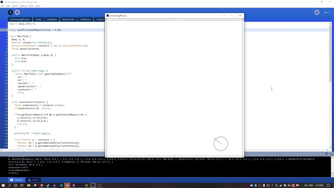 Phsyics experiments in Processing 2