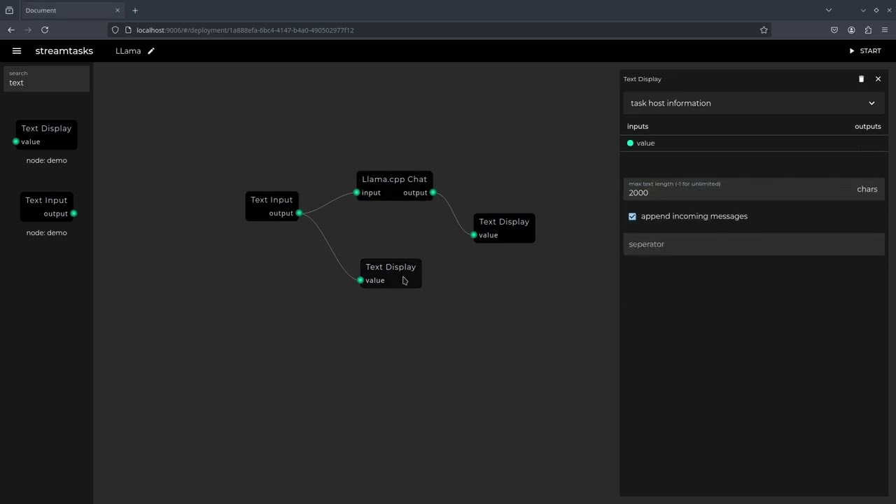 LLaMA.cpp Chat (with streamtasks)