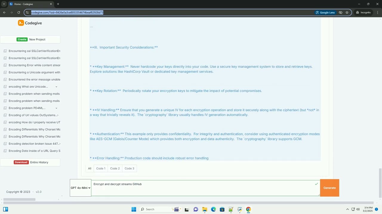 Encrypt and decrypt streams GitHub