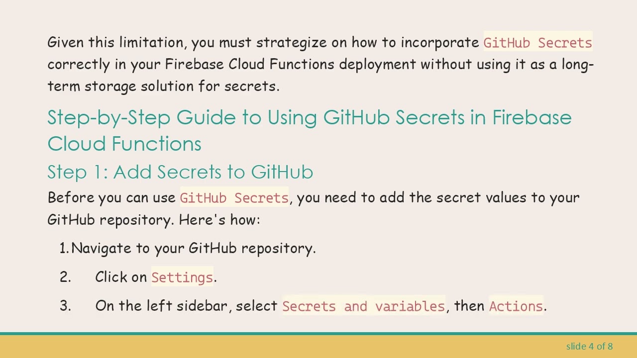 How to Use GitHub Secrets in Firebase Cloud Functions Deployment