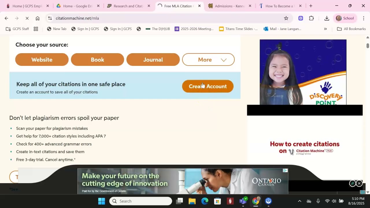 Using Purdue OWL Citation Machine