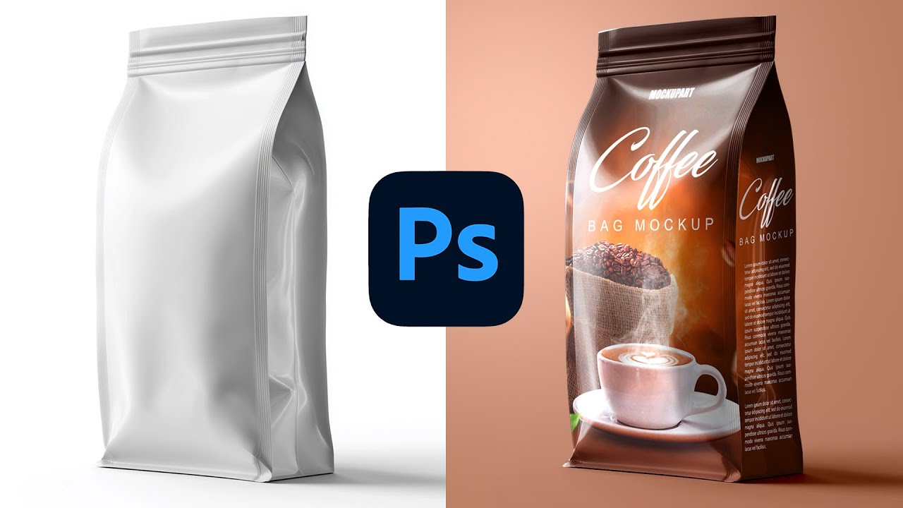 How To Design Coffee Bag Product Packaging Mockup in Photoshop | Photoshop Mockup Tutorial