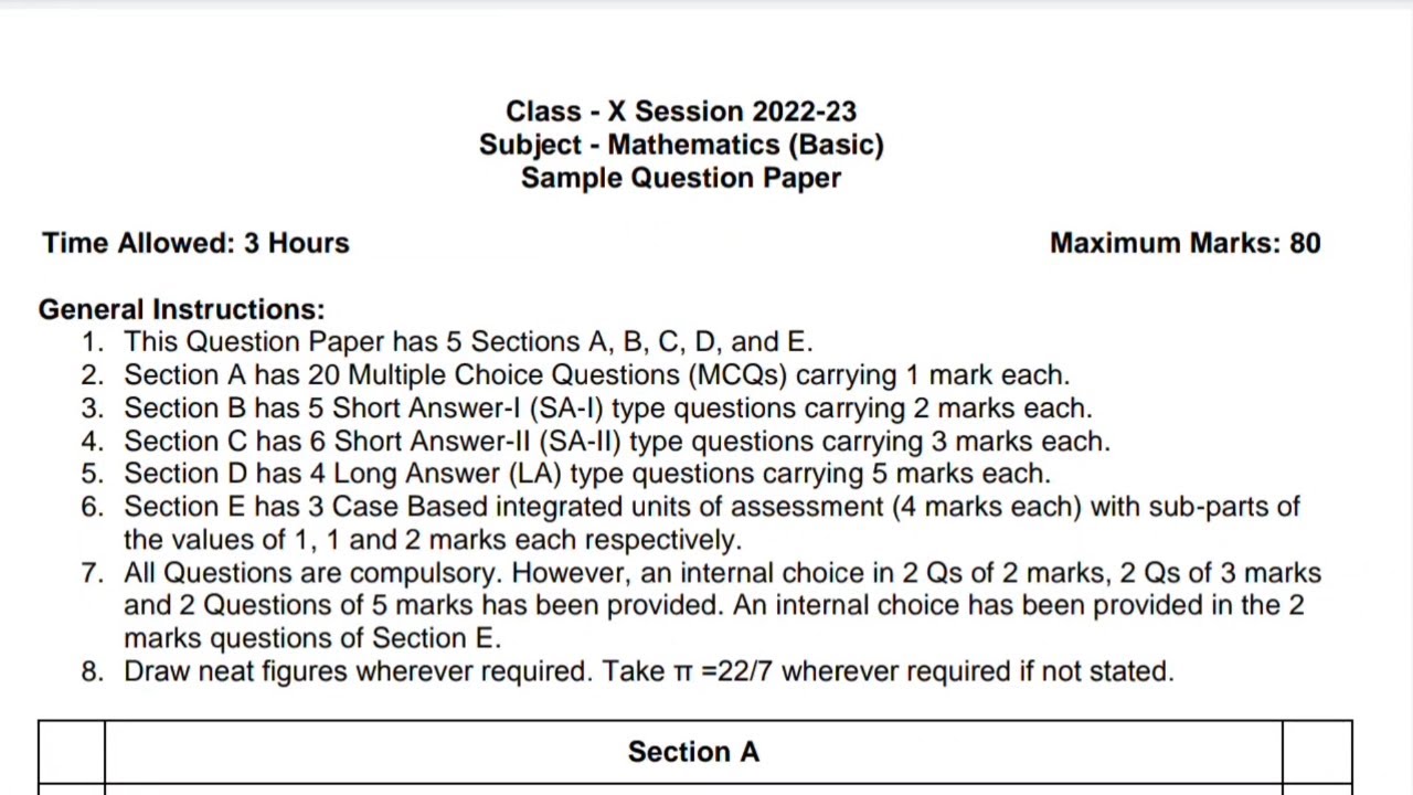 sample paper maths basic full solution class 10 2023