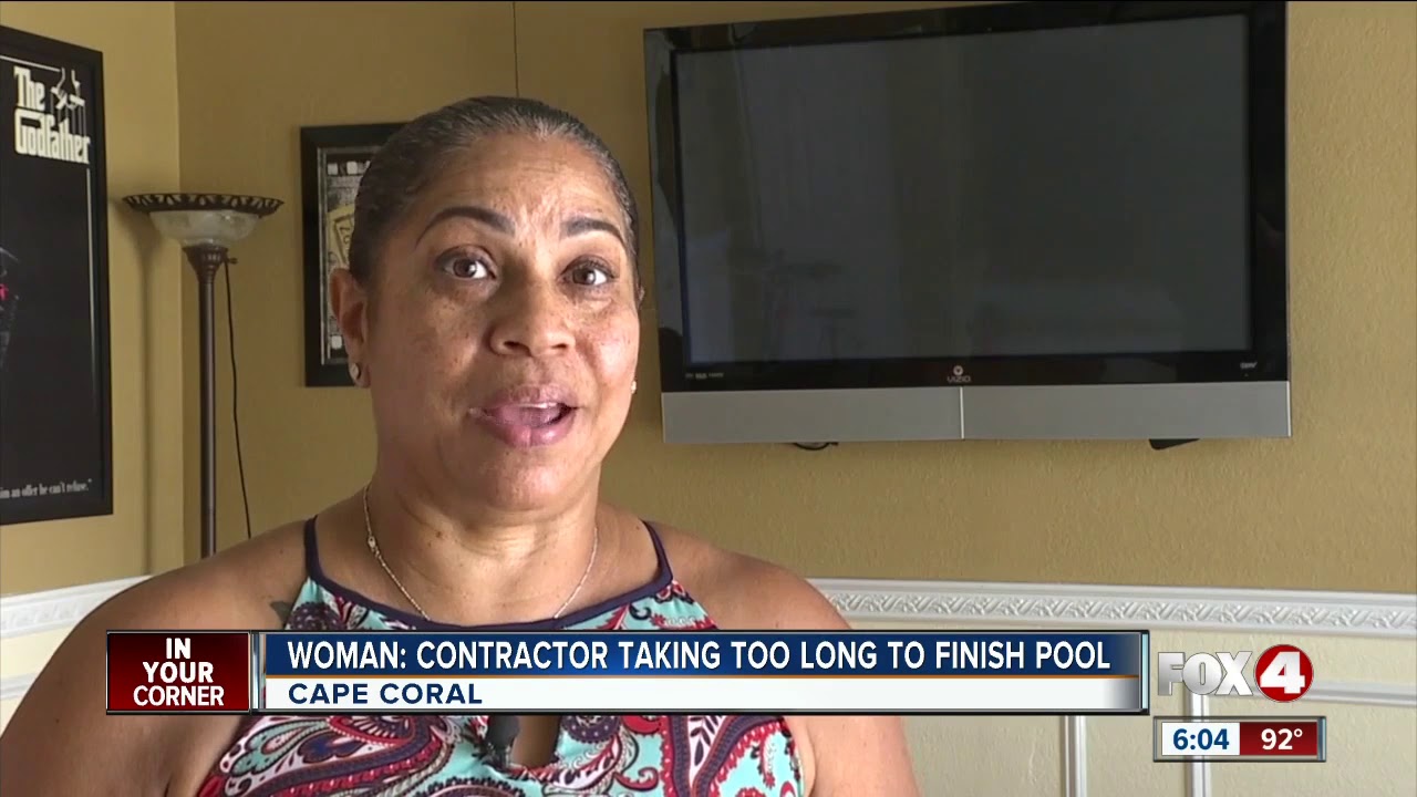 Woman says contractor's taking too long to finish pool